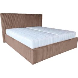 Polsterbett OTTO HOME "AVVRA in der Gr&ouml;&szlig;e 180x200 cm, mit flauschigen Breitcord bezogen", hellbraun, B:201cm H:118cm L:220cm, Betten, Polsterbett, wahlweise mit Lattenrost und King-Matratze (28cm)