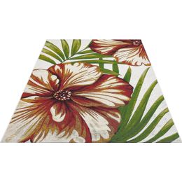 Teppich LUXOR living "Panama Blume, LAGERR&Auml;UMUNG", bunt (multi), B:123cm H:5mm L:180cm, Obermaterial: 75% Polypropylen, 25% Polyester, Teppiche, Teppich, Flachgewebe, modernes Design, Motiv Blumen, In- und Outdoor geeignet