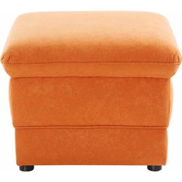Polsterhocker DOMO collection "Lale B/T 62/62cm", orange (terrakotta), B:62cm H:45cm T:62cm, Struktur grob (85% Polyester, 15% Polyacryl);Struktur (100% Polyester);Microfaser PRIMABELLE (100% Polyester), Hocker, Polsterhocker