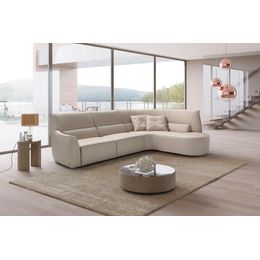Ecksofa Egoitaliano "Puffy, extravagant & edel, Retro Designsofa, hoher Sitzkomfort, L-Form", grau (stone), B:330cm H:88cm T:205cm, Leder &raquo;BULL&laquo; (echtes Rindsleder). Geschliffenes, pigmentiertes und behandeltes Rindsleder mit einer Dicke von 1, 3-1, 5 mm. Dieses Leder zeigt eine ziemlich weiche Hand mit einem halb undurchsichtigen Aussehen. Es handelt sich um ein gesch&uuml;tztes Leder. Eine leichte De