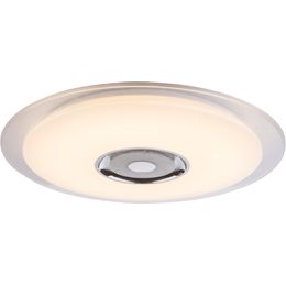 Globo LIGHTING Deckenleuchte "TUNE", wei&szlig;, 1, &Oslash; 60cm H: 6,1cm, 1 Stk., Leuchten, Deckenleuchte Wei&szlig;/Verchromt, Acryl, K5 Kristalle, LED + RGB, Deckenleuchte