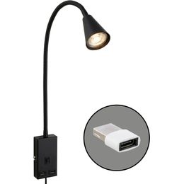 Briloner Leuchten Nachttischlampe "JUSTRA Tischlampe", schwarz, Leuchten