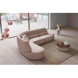 Ecksofa Egoitaliano "Puffy, extravagant & edel, Retro Designsofa, hoher Sitzkomfort, L-Form", beige (safari), B:330cm H:88cm T:205cm, Leder &raquo;BULL&laquo; (echtes Rindsleder). Geschliffenes, pigmentiertes und behandeltes Rindsleder mit einer Dicke von 1, 3-1, 5 mm. Dieses Leder zeigt eine ziemlich weiche Hand mit einem halb undurchsichtigen Aussehen. Es handelt sich um ein gesch&uuml;tztes Leder. Eine leichte 