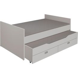 Einzelbett Paidi "TIAGO in verschiedenen Ausf&uuml;hrungen, Jugendliege mit Bettkasten", kieselgrau, H:81cm, Betten, Kojenbett inklusive Ausziehbett in 90x190 cm & 2 Schubladen