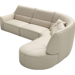 Ecksofa Egoitaliano "Puffy, extravagant & edel, Retro Designsofa, hoher Sitzkomfort, L-Form", wei&szlig; (paper), B:330cm H:88cm T:205cm, Leder &raquo;BULL&laquo; (echtes Rindsleder). Geschliffenes, pigmentiertes und behandeltes Rindsleder mit einer Dicke von 1, 3-1, 5 mm. Dieses Leder zeigt eine ziemlich weiche Hand mit einem halb undurchsichtigen Aussehen. Es handelt sich um ein gesch&uuml;tztes Leder. Eine leichte De
