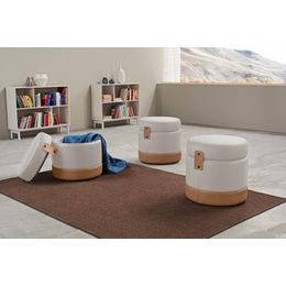 Hocker Egoitaliano "Tonder, Designhocker als Blickfang mit tollen Details, B/T 50/50cm", grau (stone), B:50cm H:50cm T:50cm, Leder &raquo;BULL&laquo; (echtes Rindsleder). Geschliffenes, pigmentiertes und behandeltes Rindsleder mit einer Dicke von 1, 3-1, 5 mm. Dieses Leder zeigt eine ziemlich weiche Hand mit einem halb undurchsichtigen Aussehen. Es handelt sich um ein gesch&uuml;tztes Leder. Eine leichte Deckschic