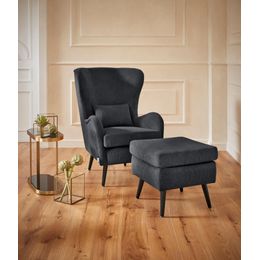 Sessel Home Affaire "Sallito, TV-Sessel, Ohrensessel mit", schwarz, B:76cm H:109cm T:85cm, Struktur Hahnentritt (67% Polypropylen, 33% Polyester);Samtoptik (100% Polyester);Fellimitat (100% Polyester);Samtcord (92% Polyester, 8% Polyamid);Struktur (100% Polyester);Struktur fein (100% Polyester), Sessel, Sessel mit Hocker Ohrensessel mit Hocker, Hocker, in vielen Bezugsqualit&auml;ten, auch in Samtcord