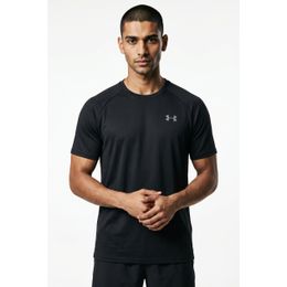 Trainingsshirt Under Armour "UA TECH 2.0 SS TEE", Herren, Gr. L, schwarz, Jersey, Obermaterial: 100% Polyester, normal, Rundhals, Raglan&auml;rmel abgesteppt, Shirts, optimierte Passform, schnell trocknend, atmungsaktiv