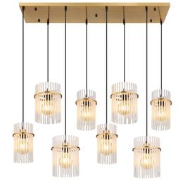 Globo LIGHTING H&auml;ngeleuchte "GORLEY", goldfarben matt, H: 125cm, 1 Stk., Leuchten, H&auml;ngelampe Glasst&auml;be rauchfarben klar verlaufend elegant Esszimmer, H&auml;ngeleuchte