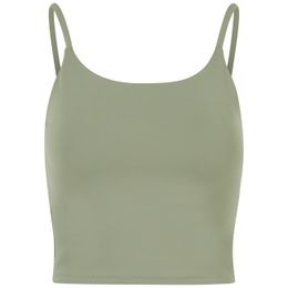 Muskelshirt Urban Classics "Urban Classics Ladies Sports Top adjustable", Damen, Gr. L, gr&uuml;n (matcha gr&uuml;n), 80% Nylon, 20% Elasthan, unifarben, slim fit, U-Boot-Ausschnitt, Shirts