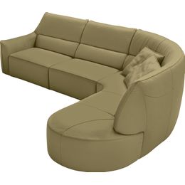 Ecksofa Egoitaliano "Puffy, extravagant & edel, Retro Designsofa, hoher Sitzkomfort, L-Form", gr&uuml;n (pistazie), B:330cm H:88cm T:205cm, Leder &raquo;BULL&laquo; (echtes Rindsleder). Geschliffenes, pigmentiertes und behandeltes Rindsleder mit einer Dicke von 1, 3-1, 5 mm. Dieses Leder zeigt eine ziemlich weiche Hand mit einem halb undurchsichtigen Aussehen. Es handelt sich um ein gesch&uuml;tztes Leder. Eine leichte