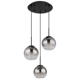 Globo LIGHTING Pendelleuchte "BARRY", schwarz (schwarz matt), 3, &Oslash; 20cm H: 120cm, 1 Stk., Leuchten, H&auml;ngeleuchte, Essbereich, H&auml;ngelampe, Glaskugeln, Pendelleuchte