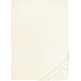Spannbettlaken Biberna "THEA Baumwoll-Jersey mit Elasthan, 160 g/m&sup2;", beige (perlmutt), 1 Stk., Jersey-Elasthan, 120-130x200-220 25cm, Jersey-Elasthan, Obermaterial: 97% Baumwolle, 3% Elasthan, Bettlaken, Spannbettlaken, Bettlaken f&uuml;r Matratzen bis 25 cm H&ouml;he, pflegeleicht, b&uuml;gelfrei
