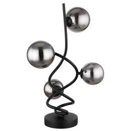 Globo LIGHTING Tischleuchte "RIHA", schwarz (schwarz matt), 4, 1 Stk., Leuchten, Nachttischlampe, Flur, Wohnzimmer, Glas, Design, Tischleuchte