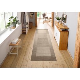 Wollteppich Theko "Gabbeh Super, Handweb, auch als L&auml;ufer erh&auml;ltlich, reine Wolle" Gr. 13, braun, B:90cm H:9mm L:250cm, Wolle, Teppiche, Schlafzimmer, Wohnzimmer, Esszimmer, auch als Bettumrandung
