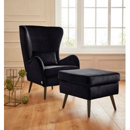 Sessel Home Affaire "Sallito, TV-Sessel, Ohrensessel mit", schwarz, B:76cm H:109cm T:85cm, Struktur Hahnentritt (67% Polypropylen, 33% Polyester);Samtoptik (100% Polyester);Fellimitat (100% Polyester);Samtcord (92% Polyester, 8% Polyamid);Struktur (100% Polyester);Struktur fein (100% Polyester), Sessel, Sessel mit Hocker Ohrensessel mit Hocker, Hocker, in vielen Bezugsqualit&auml;ten, auch in Samtcord