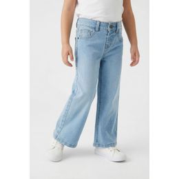 Weite Jeans name it "NMFROSE WIDE JEANS 1061-DT TB", M&auml;dchen, Gr. 104, N-Gr, light blau denim, Denim/Jeans, Obermaterial: 78% Baumwolle, 21% Polyester, 1% Elasthan, unifarben, regular fit normal, Jeans