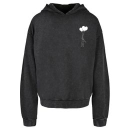 Kapuzensweatshirt Merchcode "Merchcode Love In The Air Acid Washed Oversize Hoody", Herren, Gr. XS, schwarz, 100% Baumwolle, bedruckt, Sweatshirts