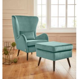 Sessel Home Affaire "Sallito, TV-Sessel, Ohrensessel mit", gr&uuml;n (mintgr&uuml;n), B:76cm H:109cm T:85cm, Struktur Hahnentritt (67% Polypropylen, 33% Polyester);Samtoptik (100% Polyester);Fellimitat (100% Polyester);Samtcord (92% Polyester, 8% Polyamid);Struktur (100% Polyester);Struktur fein (100% Polyester), Sessel, Sessel mit Hocker Ohrensessel mit Hocker, Hocker, in vielen Bezugsqualit&auml;ten, auch in S