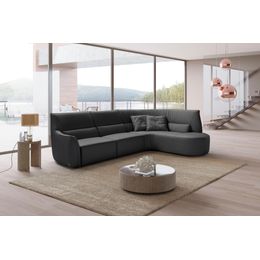 Ecksofa Egoitaliano "Puffy, extravagant & edel, Retro Designsofa, hoher Sitzkomfort, L-Form", schwarz, B:330cm H:88cm T:205cm, Leder &raquo;BULL&laquo; (echtes Rindsleder). Geschliffenes, pigmentiertes und behandeltes Rindsleder mit einer Dicke von 1, 3-1, 5 mm. Dieses Leder zeigt eine ziemlich weiche Hand mit einem halb undurchsichtigen Aussehen. Es handelt sich um ein gesch&uuml;tztes Leder. Eine leichte Decksch