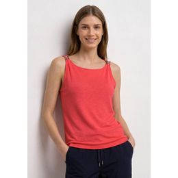 Tr&auml;gertop Street One, Damen, Gr. 34, sunset rot, Stoff, 95% Viskose, 5% Elasthan, unifarben, normal normal, U-Boot-Ausschnitt, abgesteppt, Tops Tr&auml;gertop, aus elastischem Materialmix