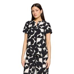 BETTY & CO Schlupfbluse BETTY & CO "Damen kurzarm", Damen, Gr. 36, schwarz, wei&szlig;, Obermaterial: 85% Viskose, 15% Polyamid, figurumspielend normal, Rundhals, Blusen Schlupfbluse