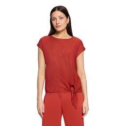 BETTY & CO Kurzarmshirt BETTY & CO "Damen mit Struktur", Damen, Gr. L, dunkelrot, Obermaterial: 95% Polyester, 05% Elasthan, loose fit normal, Rundhals, Shirts