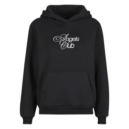 Kapuzenpullover MISS TEE "Miss Tee Angels Club Ladies Fluffy Hoody", Damen, Gr. L, schwarz, 70% Baumwolle, 30% Polyester, mehrfarbig, loose fit, ohne Ausschnitt, Pullover Kapuzenpullover
