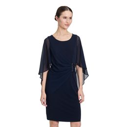 Cocktailkleid Vera Mont "Damen mit Raffung", Damen, Gr. 36, Normalgr&ouml;&szlig;en, blau (night sky), Obermaterial: 95% Polyester, 5% Elasthan. Besatz: 100% Polyester. Futter: 100% Polyester, figurbetont kurz, Rundhals, Kleider, Materialmix