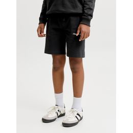 Jack & Jones Sweatshorts JACK & JONES JUNIOR "JPSTKARL NORREBRO SWEAT SHORTS JNR", M&auml;dchen, Gr. 140, N-Gr, schwarz, Web, Obermaterial: 89% Baumwolle, 11% Polyester, unifarben, relaxed fit knielang, Hosen Sweatshorts