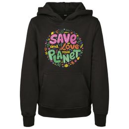 Kapuzensweatshirt MisterTee "MisterTee Herren Kids Save And Love Hoody", Jungen, Gr. 122/128, schwarz, 65% Baumwolle, 35% Polyester, unifarben, Sweatshirts
