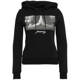 Rundhalspullover MisterTee "MisterTee Damen Ladies Pray Hoody", Damen, Gr. L, schwarz, 65% Baumwolle, 35% Polyester, unifarben, normal, ohne Ausschnitt, Pullover Rundhalspullover