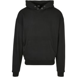 Kapuzensweatshirt Urban Classics "Urban Classics Herren Snap Hoody", Herren, Gr. M, schwarz, 65% Baumwolle, 35% Polyester, unifarben, Sweatshirts