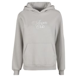 Kapuzenpullover MISS TEE "Miss Tee Angels Club Ladies Fluffy Hoody", Damen, Gr. S, lightasphalt, 70% Baumwolle, 30% Polyester, mehrfarbig, loose fit, ohne Ausschnitt, Pullover Kapuzenpullover