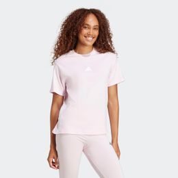 T-Shirt adidas Sportswear "ESSENTIALS 3-STREIFEN COTTON", Damen, Gr. XL, pink (clear pink, wei&szlig;), Obermaterial: 100% Baumwolle, normal, Rundhals, Shirts T-Shirt