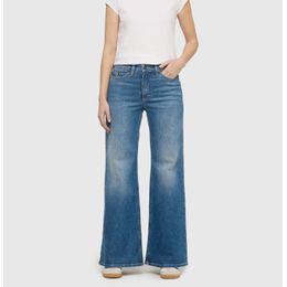 Weite Jeans MAC, Damen, Gr. 36, L&auml;nge 32, blau (cosmic midblau used), Denim/Jeans, Obermaterial: 99% Baumwolle, 1% Elasthan, unifarben, weit lang, Jeans, im Five-Pocket Style