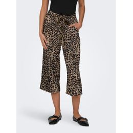 Palazzohose Only "ONLWINNER &ndash; Culottehose mit elastischem Bund und Kordelzug", Damen, Gr. 34, N-Gr, nomad aop:le grand leo, Web, Obermaterial: 97% Polyester, 3% Elasthan, bedruckt, regular fit lang, Hosen Palazzohose, Materialmix, regular fit