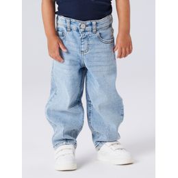 Bequeme Jeans name it "NMFBELLA BALLOON JEANS 2441-SM NOOSwe", M&auml;dchen, Gr. 116, N-Gr, medium blau denim, Denim/Jeans, Obermaterial: 99% Baumwolle, 1% Elasthan, leichte Abriebeffekte, Ballonform lang, Jeans