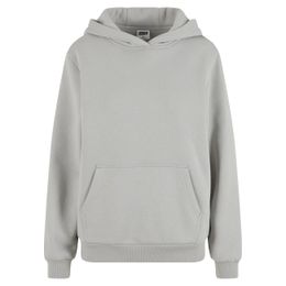 Kapuzenpullover Urban Classics "Urban Classics Ladies Fluffy Hoody", Damen, Gr. L, lightasphalt, 70% Baumwolle, 30% Polyester, unifarben, normal, ohne Ausschnitt, Pullover Kapuzenpullover
