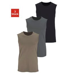 H.I.S. Muscleshirt H.I.S "Unterziehshirt, Unterhemd f&uuml;r Herren", Herren, Gr. 4/S, gr&uuml;n (olivgr&uuml;n, schwarz, dunkelgrau), Single Jersey, Obermaterial: 100% Baumwolle, unifarben, Basic, figurbetont normal, Rundhals, Shirts, unifarben, Rundhalsausschnitt, aus Baumwolle