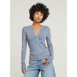 G-Star Raw T-Shirt G-STAR "Deep V Slim Top", Damen, Gr. XS, blau (amann gd), Obermaterial: 98% Baumwolle, 2% Elasthan, Shirts T-Shirt