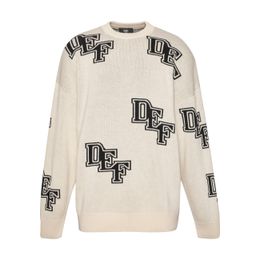Rundhalspullover DEF "DEF Herren DEF Knit Crewneck", Herren, Gr. L, schwarz, 50% Polyacryl, 50% Baumwolle, mehrfarbig, relaxed fit, Rundhals, Pullover Rundhalspullover