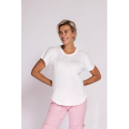 Kurzarmshirt Zhrill "ROSAY", Damen, Gr. S, wei&szlig;, Single Jersey, Obermaterial: 100% Baumwolle, unifarben, normal h&uuml;ftbedeckend, Rundhals, leicht ausgefranste Kante, Shirts, normale Passform, Kurzarm, unifarbenes Design