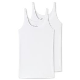 Tr&auml;gertop Schiesser "95/5", Damen, Gr. 38, 100, wei&szlig;, Single Jersey, Obermaterial: 95% Baumwolle, 5% Elasthan, h&uuml;ftbedeckend, Rundhals, Tops Tr&auml;gertop, Single-Jersey Qualit&auml;t, Rundhalsausschnitt, Cotton-Mix