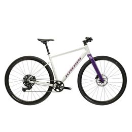 Gravelbike KROSS "KROSS Gravelbike Esker 1.0 28" grau 9 G&auml;nge" Gr. 48, grau, lila, Fahrr&auml;der, Herren, 48cm, 28 Zoll (71,12cm) hinten: 28 Zoll (71,12cm)