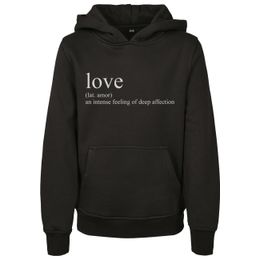 Kapuzensweatshirt MisterTee "MisterTee Herren Kids Love Definition Hoody", Jungen, Gr. 122/128, schwarz, 65% Baumwolle, 35% Polyester, unifarben, Sweatshirts