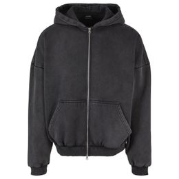 Funktions-Kapuzensweatjacke Urban Classics "Urban Classics Herren Heavy Stone Washed 90's Zip Hoodie", Herren, Gr. L, schwarz, 70% Baumwolle, 30% Polyester, unifarben, Sweatjacken