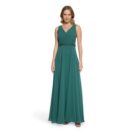 Abendkleid Vera Mont "Damen mit Plissee", Damen, Gr. 36, Normalgr&ouml;&szlig;en, schwarz emerald, Chiffon, Obermaterial: 100% Polyester. Besatz: 100% Polyester. Futter: 100% Polyester, festlich, ausgestellt lang, V-Ausschnitt, Kleider Abendkleid, Dekoelemente