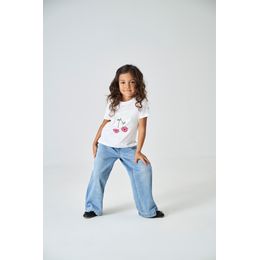 Weite Jeans KIDS Only "KMGCOMET SMILEY WIDE DNM NOOS", M&auml;dchen, Gr. 110, N-Gr, light blau denim, Denim/Jeans, Obermaterial: 100% Baumwolle, unifarben, weit normal, Jeans