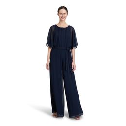 Overall Vera Mont "Damen mit Bindeg&uuml;rtel", Damen, Gr. 36, Normalgr&ouml;&szlig;en, blau (night sky), Chiffon, Obermaterial: 100% Polyester. Futter: 100% Polyester, ausgestellt, Rundhals, Overalls Overall, Design, Topseller